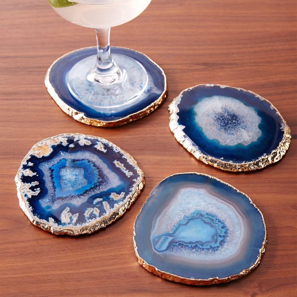 Agate Coasters - Gold (Set of 4) | West Elm UK