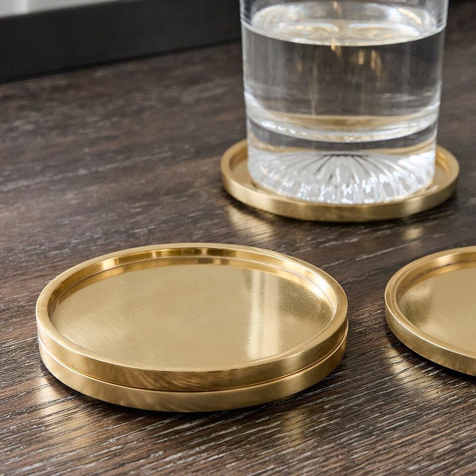 Archer Stainless Steel Coasters - Sleek Protection | West Elm UK