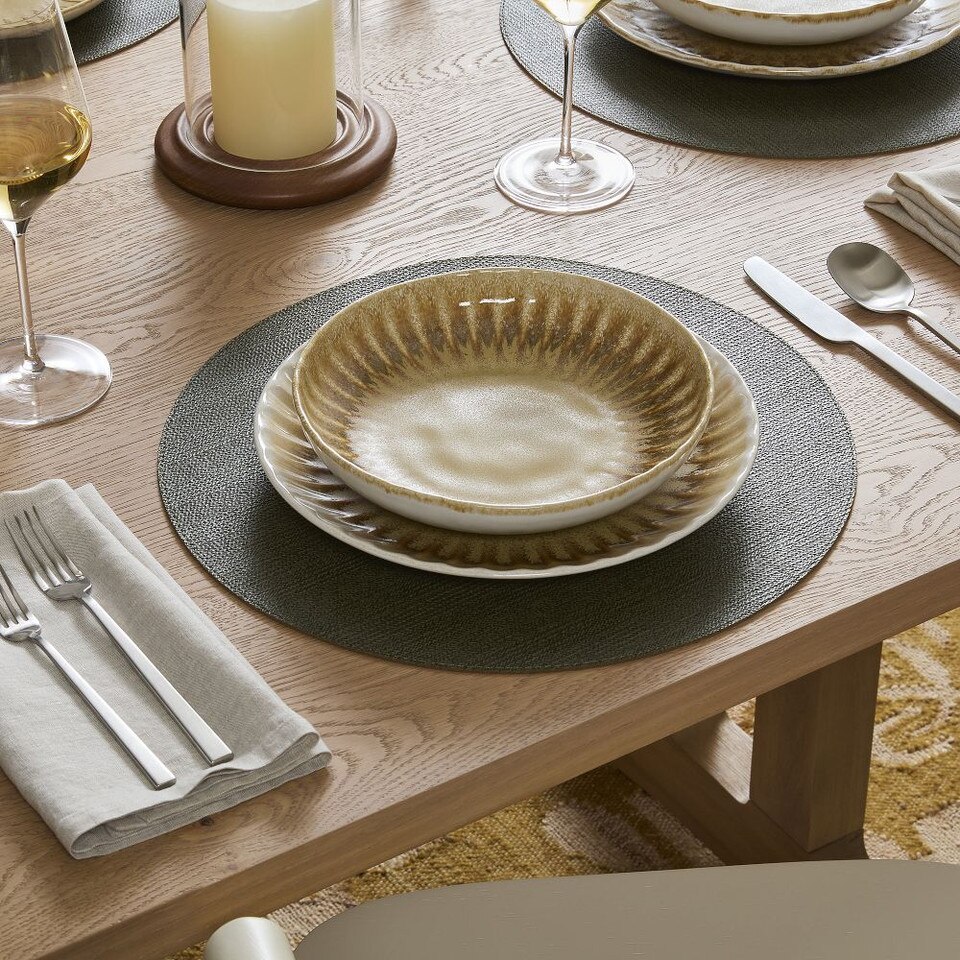Braid Textured Easy-Care Round Placemats | West Elm UK