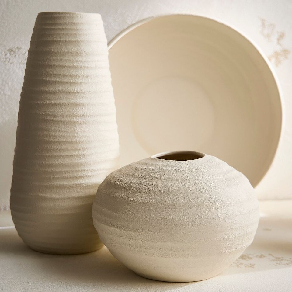 Ceramic Fluted Vases & Centrepiece Bowl | West Elm UK