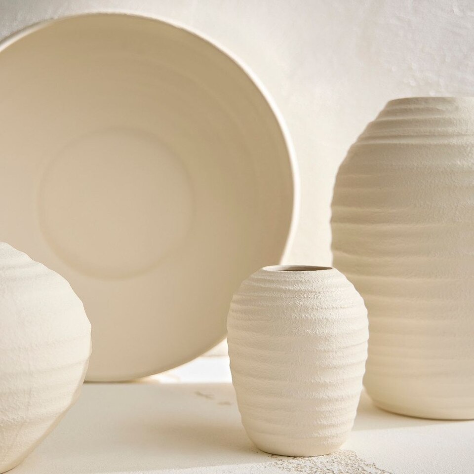 Ceramic Fluted Vases & Centrepiece Bowl | West Elm UK
