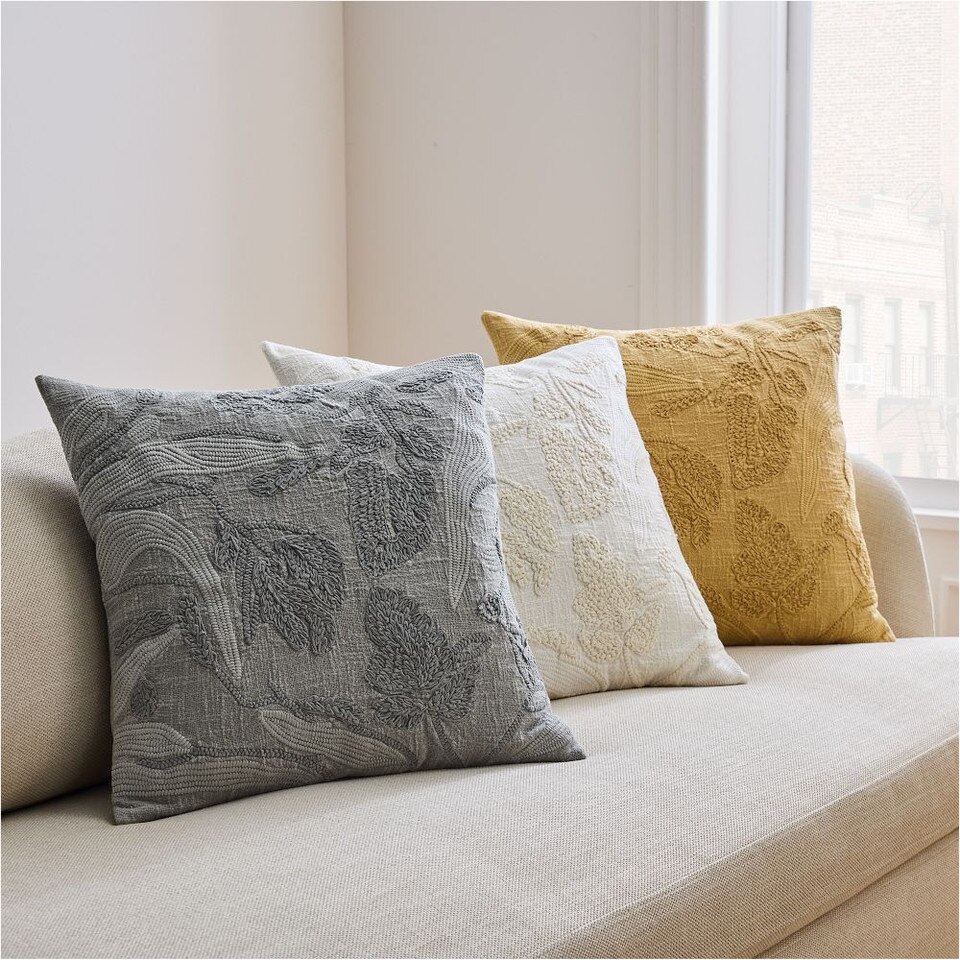 Chunky Embroidery Floral Cushion Cover | West Elm UK