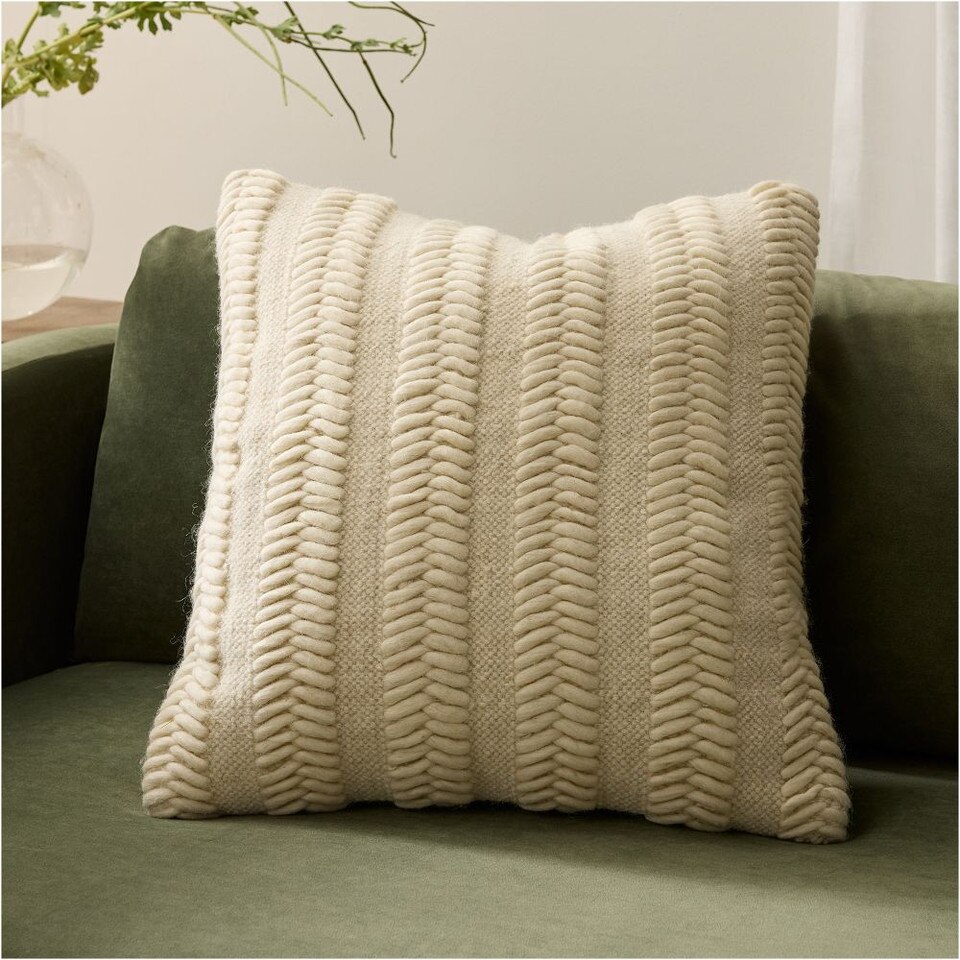 Chunky Herringbone Wool Cushion Cover | West Elm UK