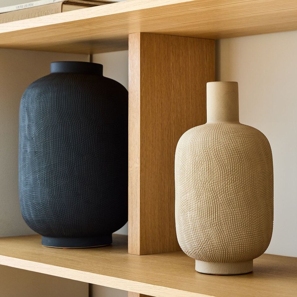 Combed Ceramic Vases - Modern Artistic Decor | West Elm UK