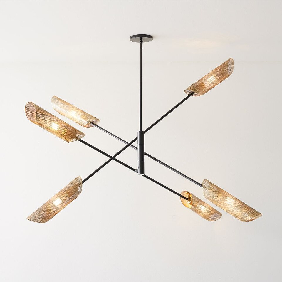 Curl Perforated Chandelier - Modern Brass Lighting | West Elm UK