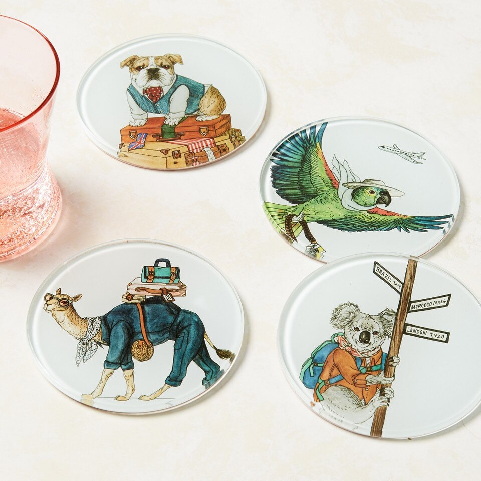Dapper Animal Coasters (Set of 4) | West Elm UK