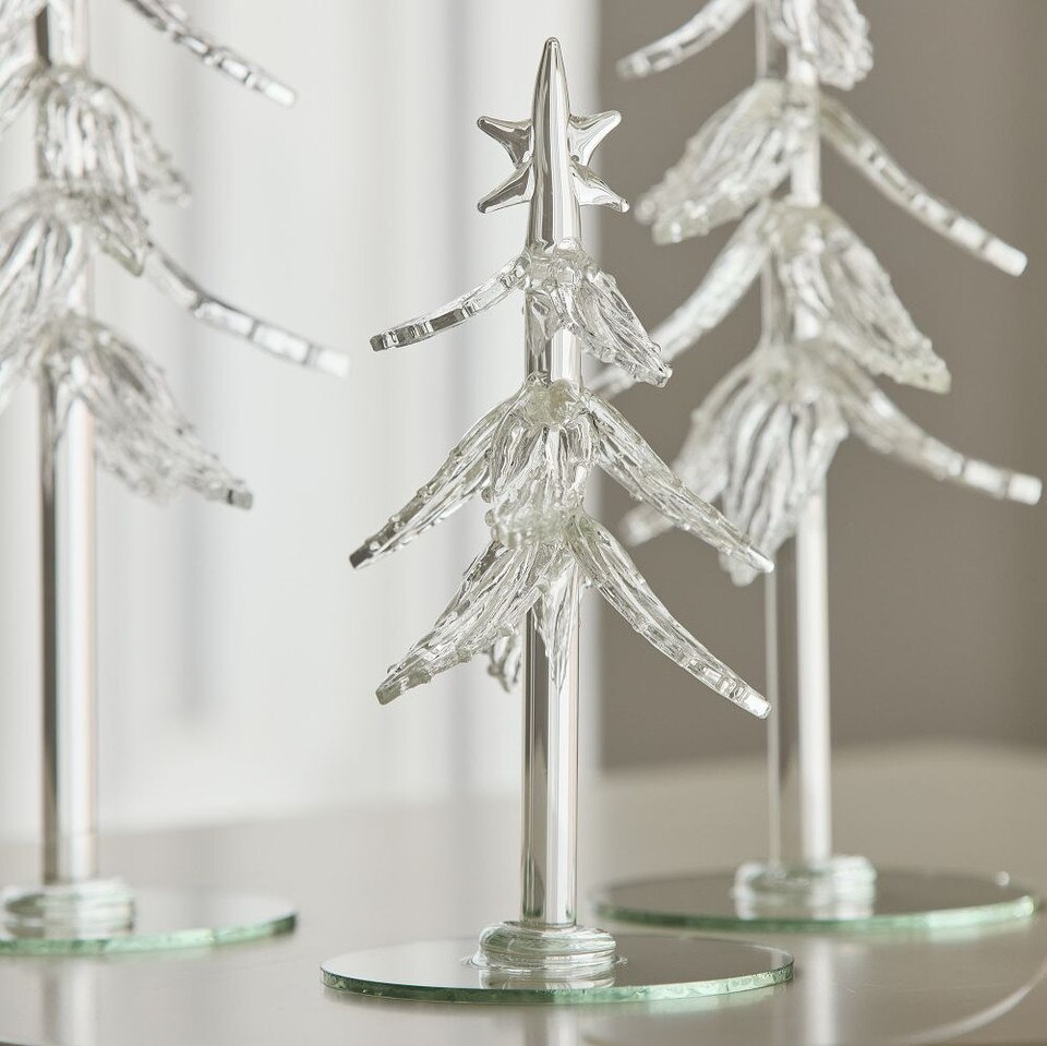 Delicate Glass Tabletop Trees - Festive Elegance Decor | West Elm UK