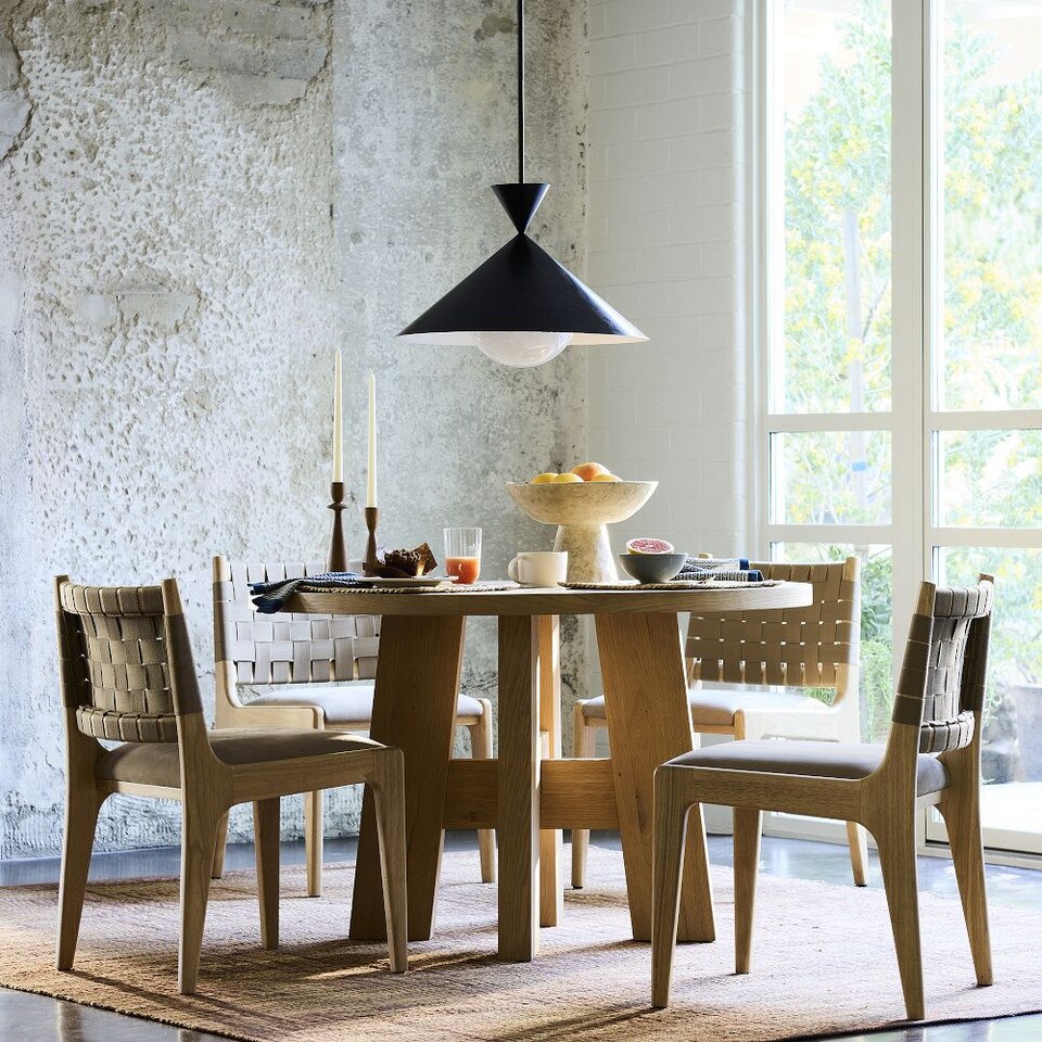 Dunham Dining Chair - Modern Mixed Material Seating | West Elm UK