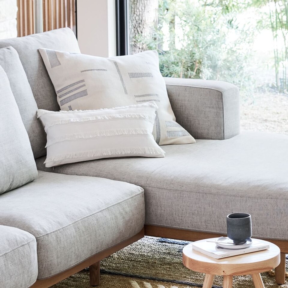 Embroidered Metallic Blocks Pillow Cover | West Elm UK