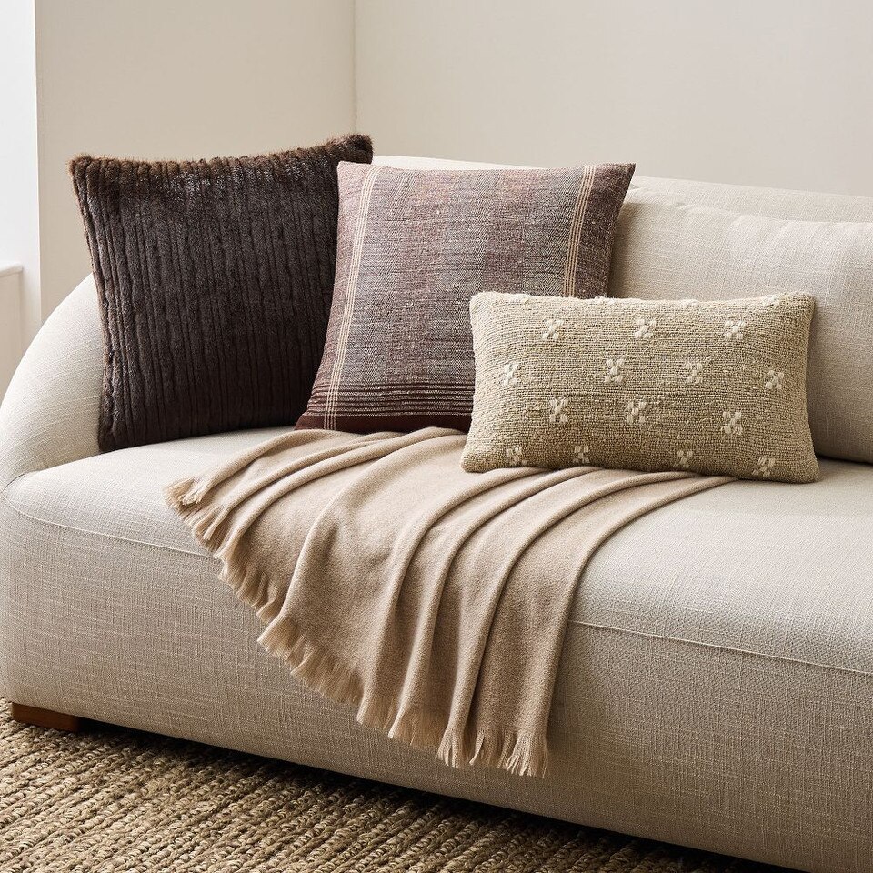 Faux Fur Textured Channel Cushion Cover | West Elm UK
