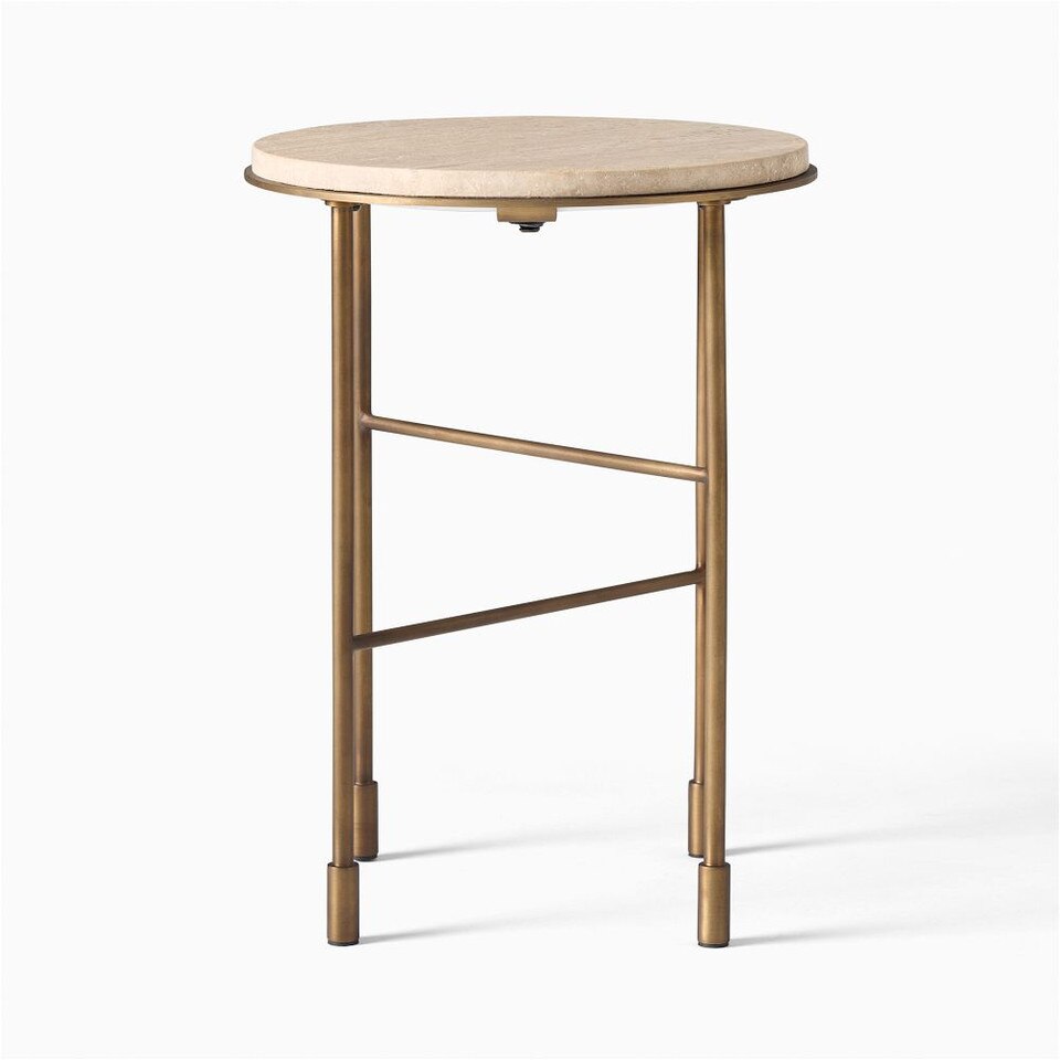 Fay Side Table 34cm - Modern Travertine Elegance | West Elm UK