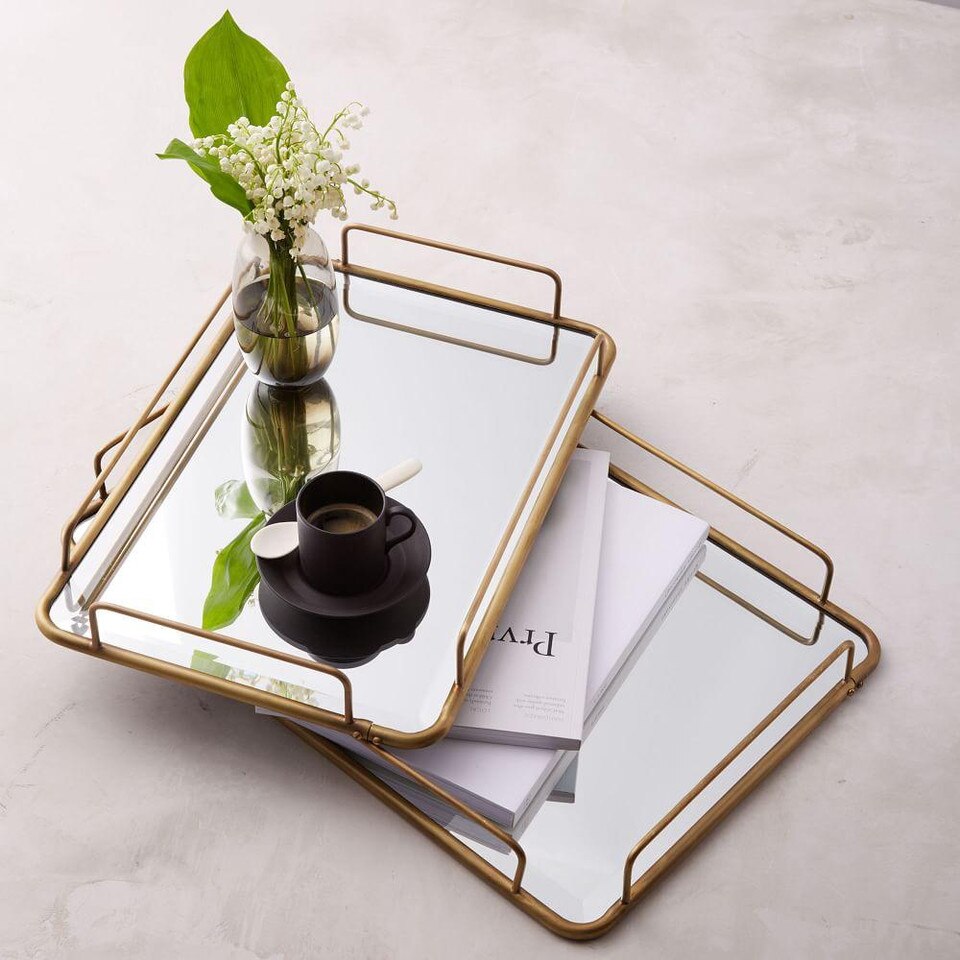 Fishs Eddy Gilded Cafe Mirror Tray | West Elm UK