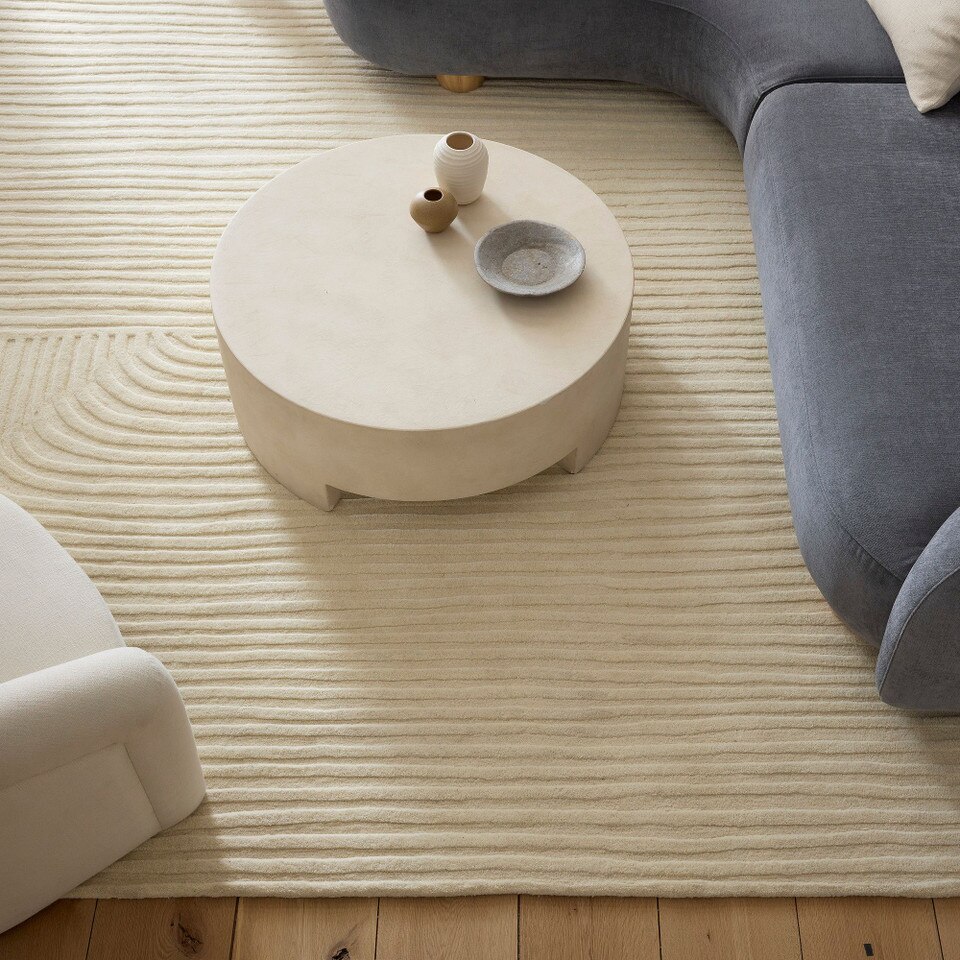Flowing Lines Carved Wool Rug | West Elm UK