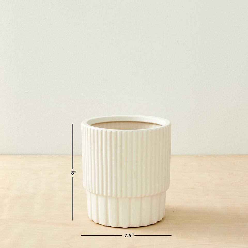 Fluted Indoor/Outdoor Planters - White | West Elm UK