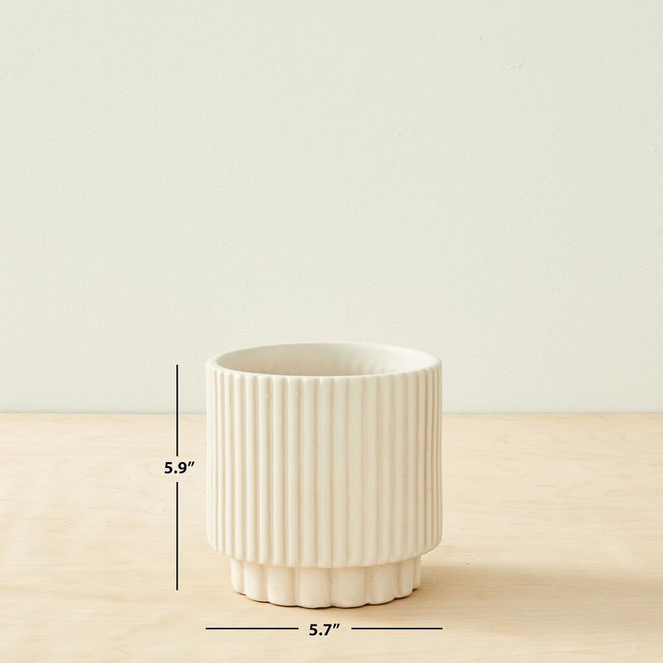 Fluted Indoor/Outdoor Planters - White | West Elm UK