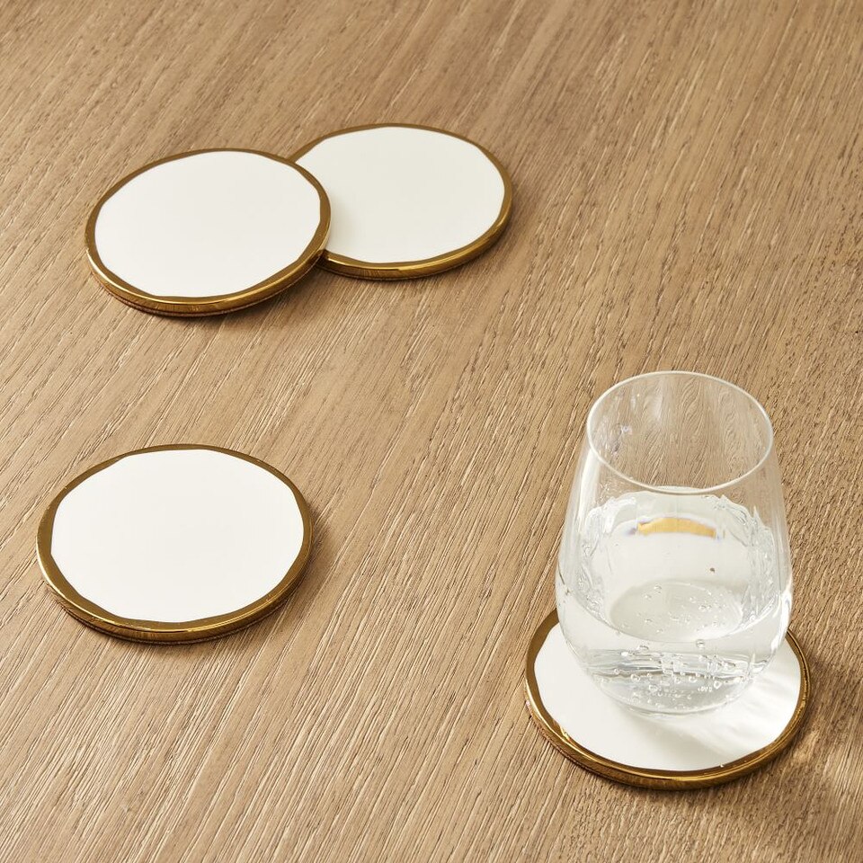 Gilded Edge Ceramic Coasters (Set of 4) - West Elm UK