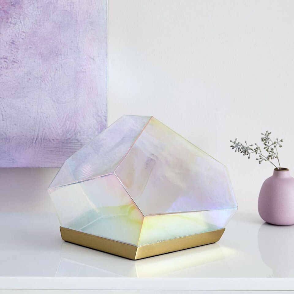 Glass Gem LED Table Lamp - Modern Iridescent Design | West Elm UK