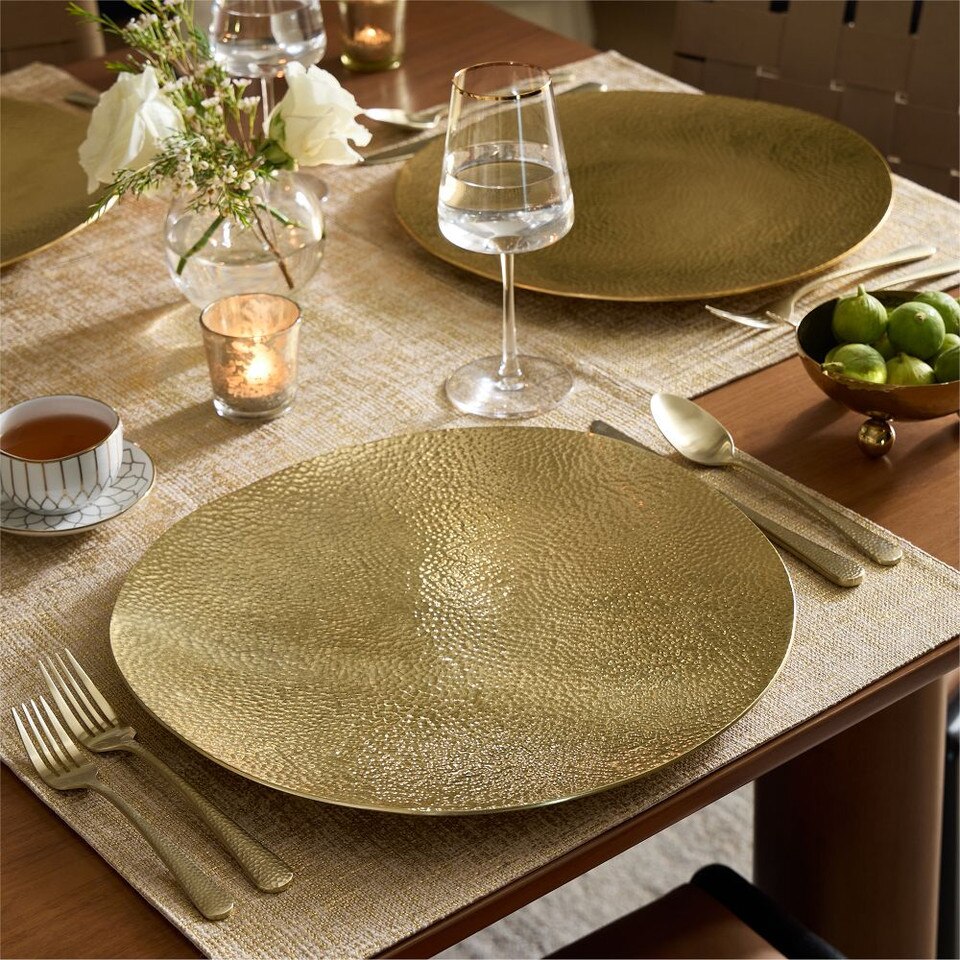 Hammered Metal Charger - Artisanal Table Elegance | West Elm UK