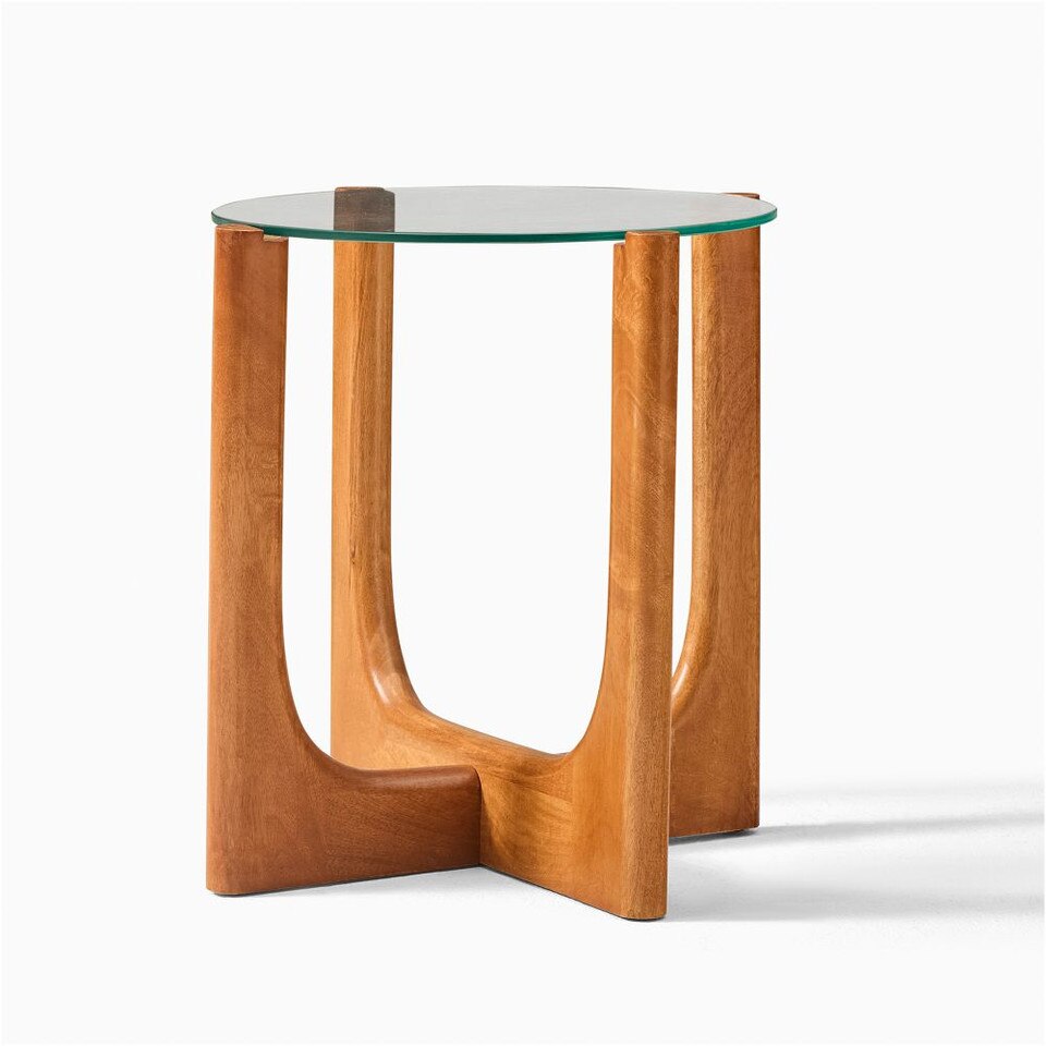 Harper Side Table - Modern Mango Wood & Glass | West Elm UK
