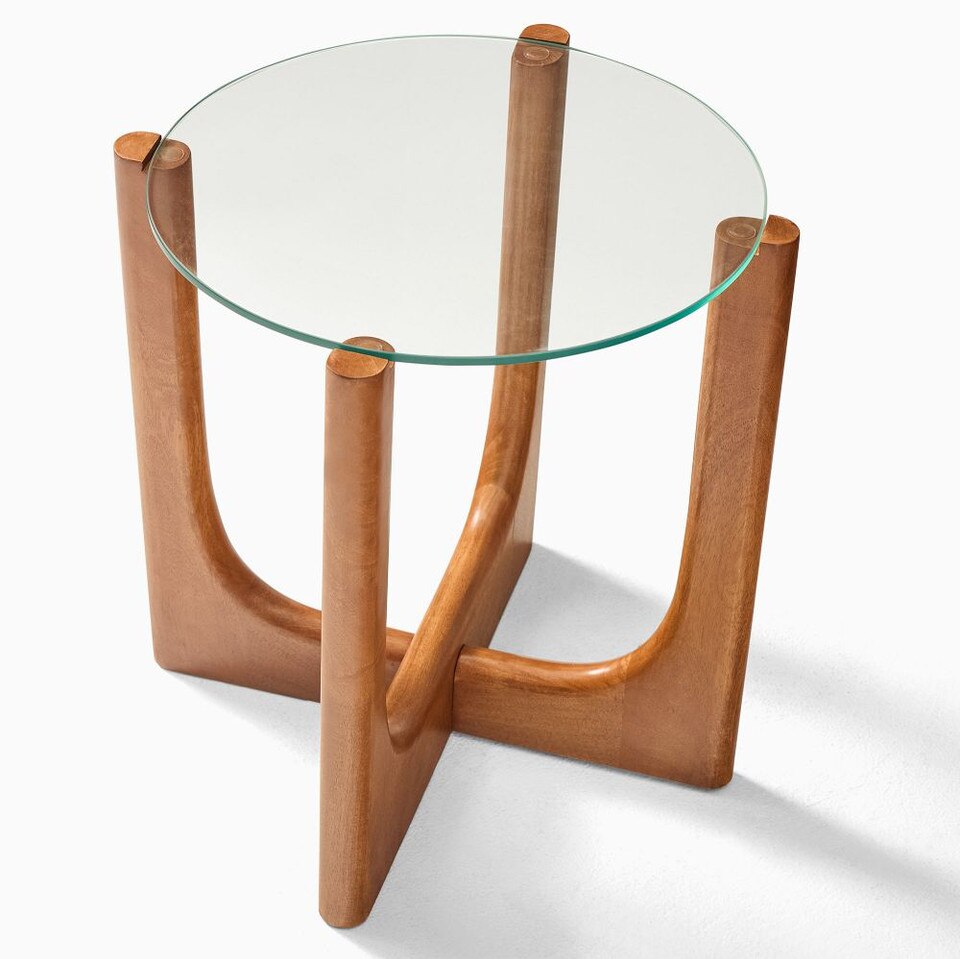 Harper Side Table - Modern Mango Wood & Glass | West Elm UK