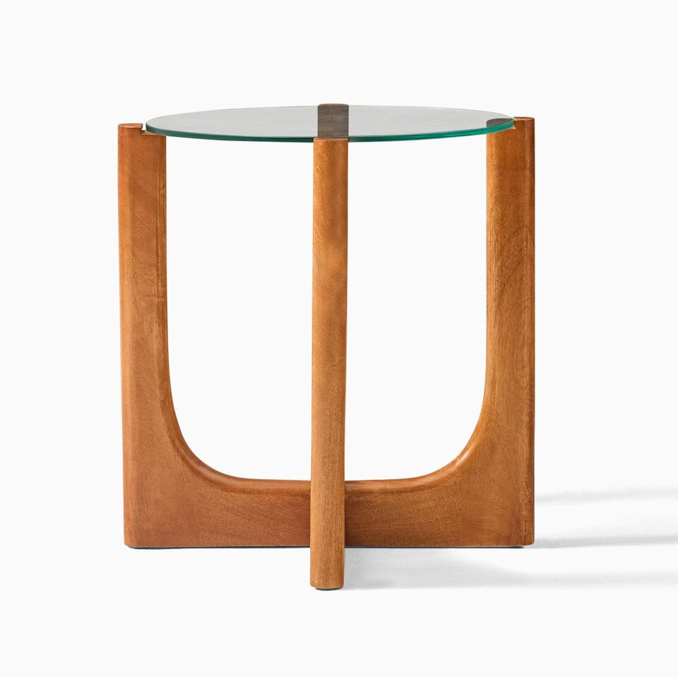 Harper Side Table - Modern Mango Wood & Glass | West Elm UK