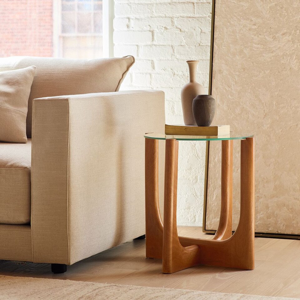 Harper Side Table - Modern Mango Wood & Glass | West Elm UK