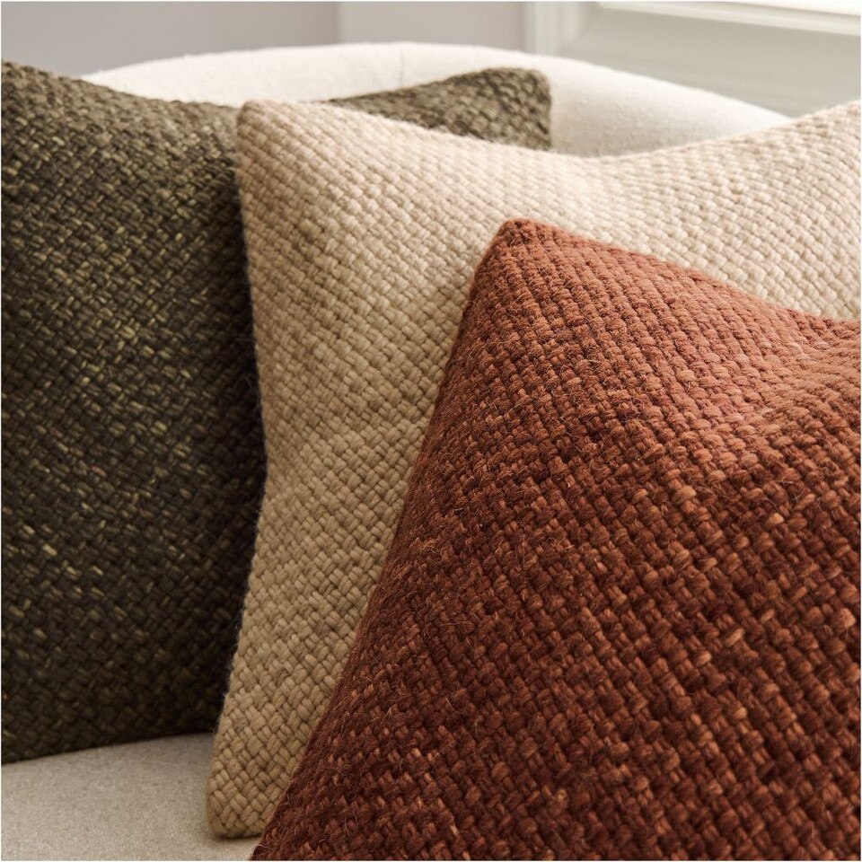 Heathered Basketweave Wool Cushion - Modern Artisan Decor | West Elm UK