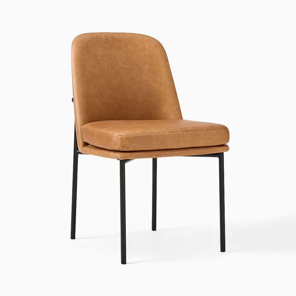 Jack Metal Frame Leather Dining Chair - Modern Comfort | West Elm UK