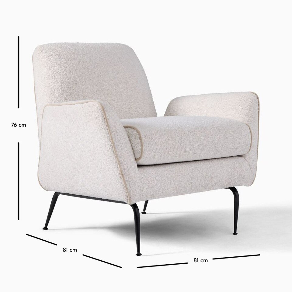 Kip Flare Armchair With Contrast Piping | West Elm UK