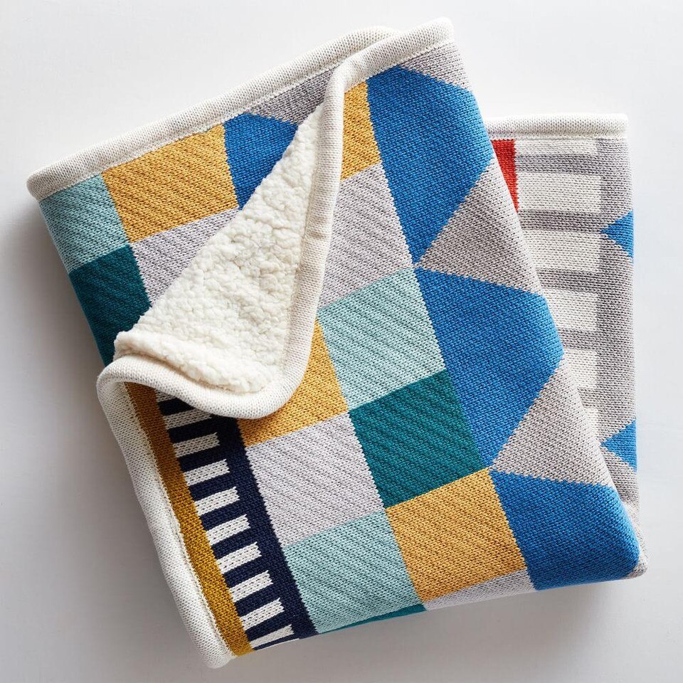 Knit Cotton Baby Blanket - Geometric | west elm United Kingdom