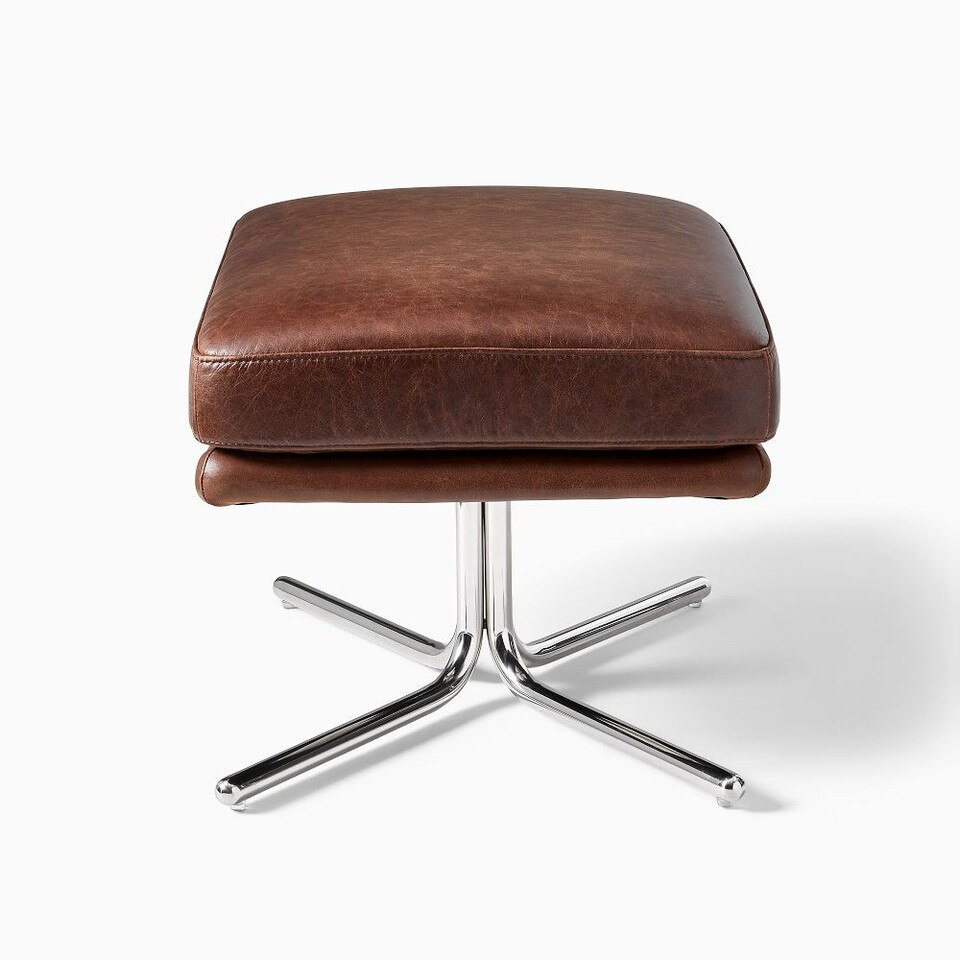 Kristoff Leather Swivel Footstool Ottoman - Modern Lounge Style | West ...