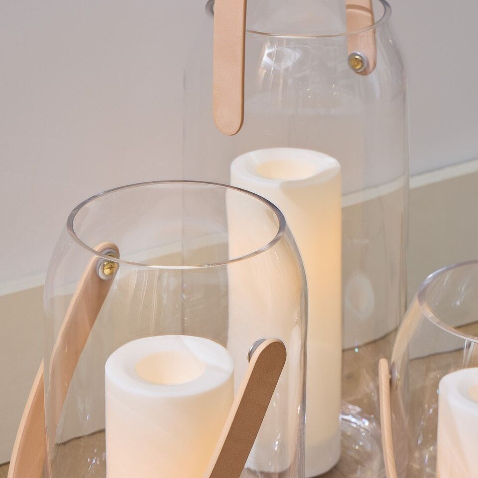 Landon Glass & Leather Lanterns - Modern Decor | West Elm UK
