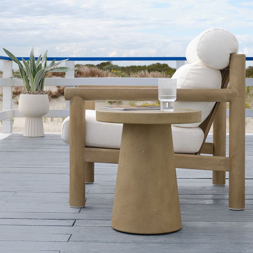 Textured Concrete Outdoor Side Table (46 cm) - West Elm UK