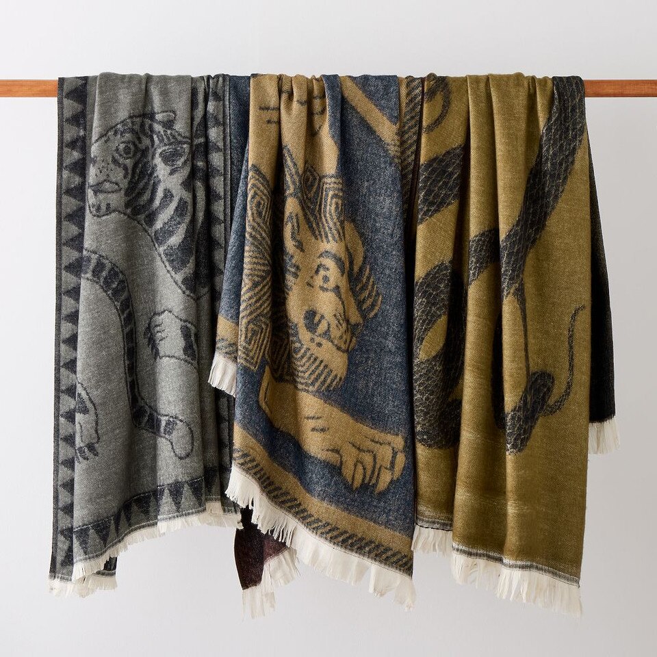 Lion Throw - Luxury Graphic Blanket by West Elm | West Elm UK