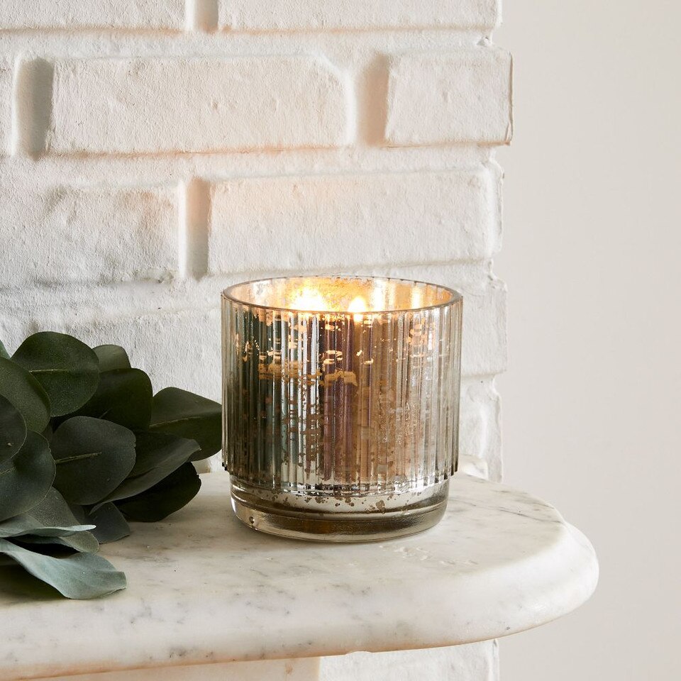 Mercury Glass Fluted Candles - Cypress Sage | West Elm UK