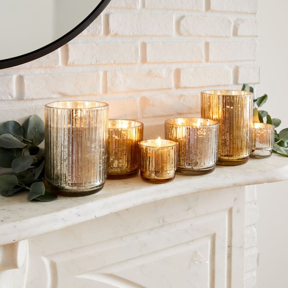 Mercury Glass Fluted Candles | west elm United Kingdom