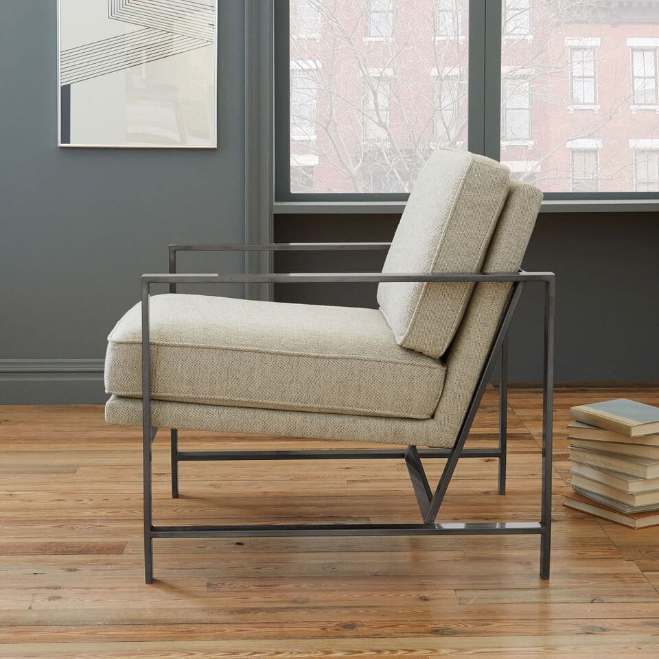 Metal Frame Upholstered Armchair | West Elm UK