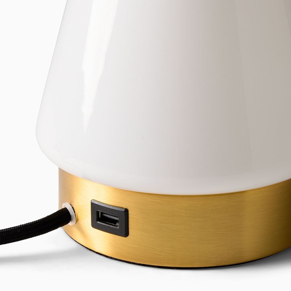 Metalized Glass USB Table Lamp - Modern Lighting | West Elm UK