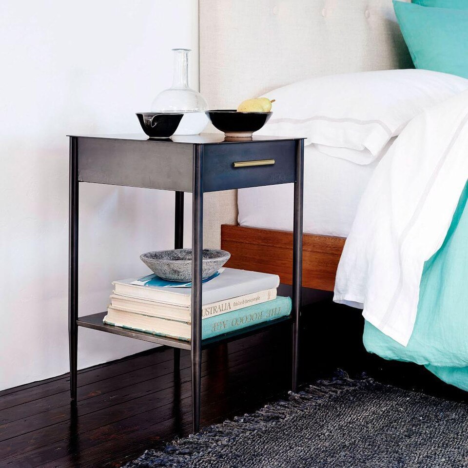 Metalwork Bedside Table with Handle - Hot-Rolled Steel Finish | west ...
