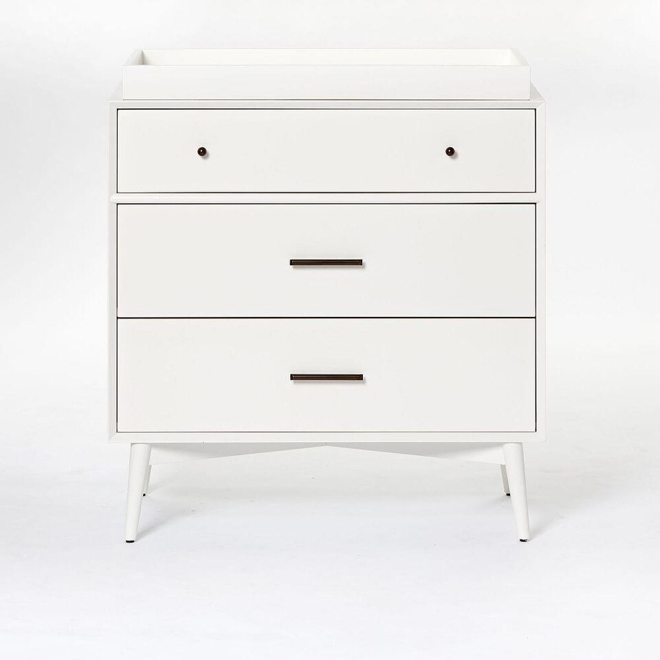 Mid-Century 3-Drawer Changing Table - White | West Elm UK