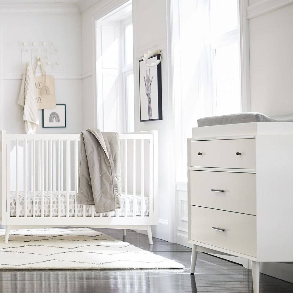 Mid-Century 3-Drawer Changing Table - White | West Elm UK
