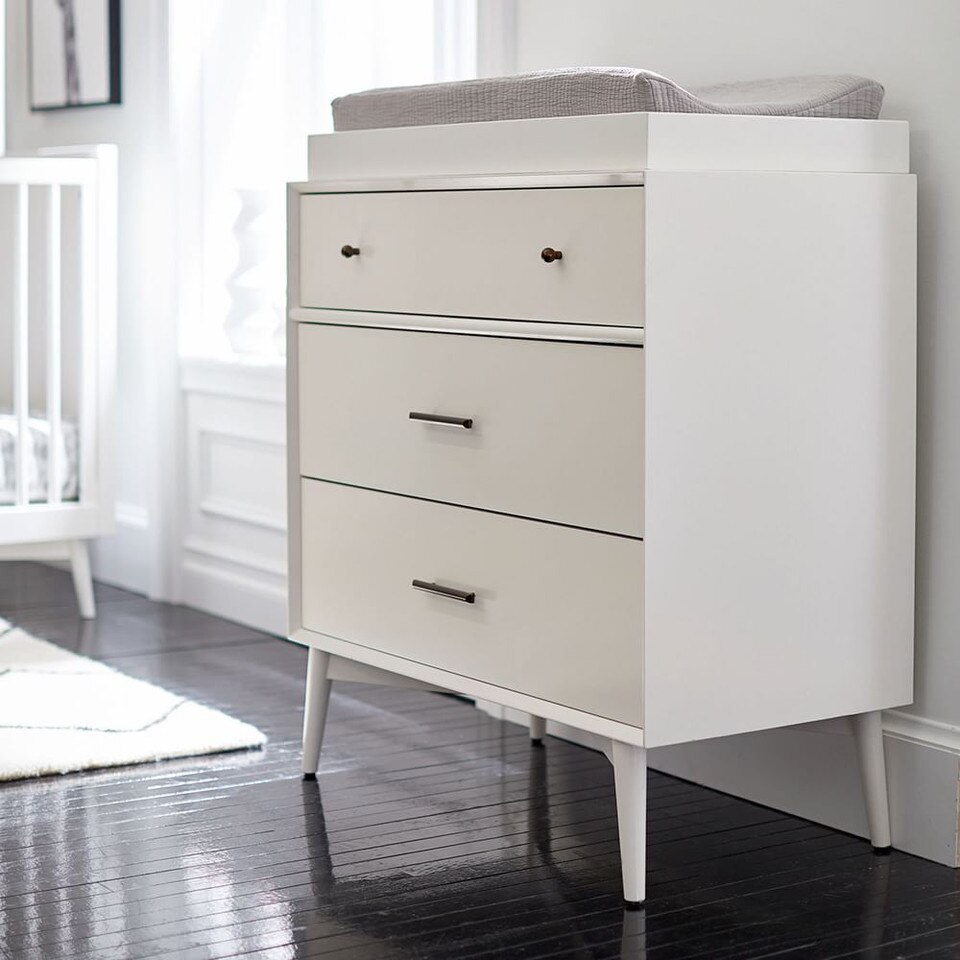 Mid-Century 3-Drawer Changing Table - White | West Elm UK