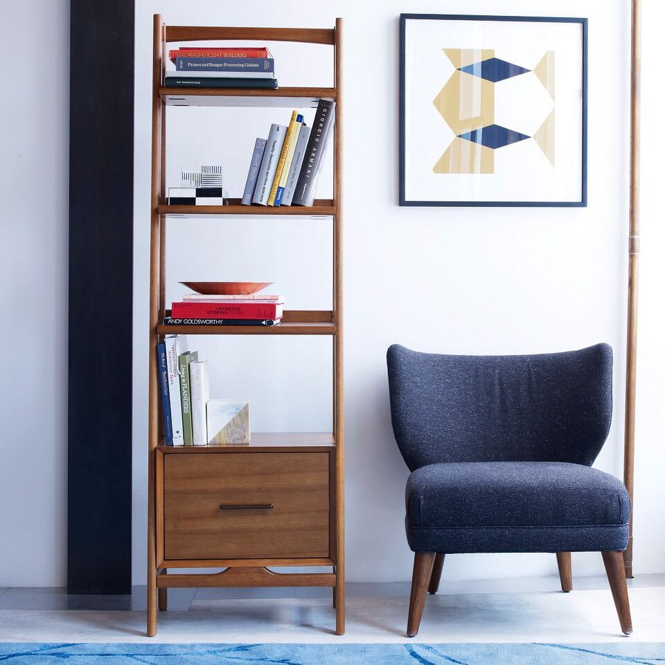 Mid-Century Bookshelf with Drawer (56 cm) - West Elm UK