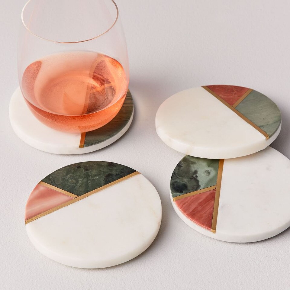 Mixed Marble Coasters Set - Artistic Table Protection | West Elm UK