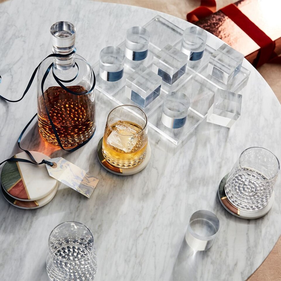 Mixed Marble Coasters Set - Artistic Table Protection | West Elm UK