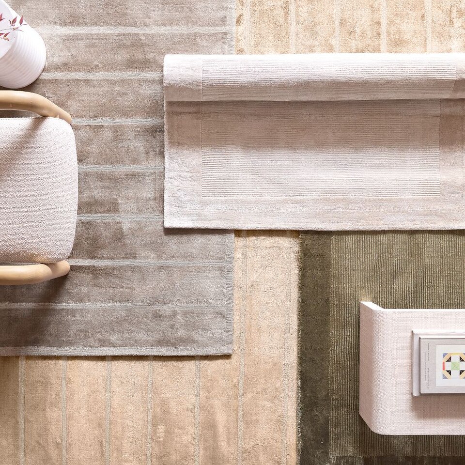 Modern Bands TENCEL™ Rug - West Elm UK