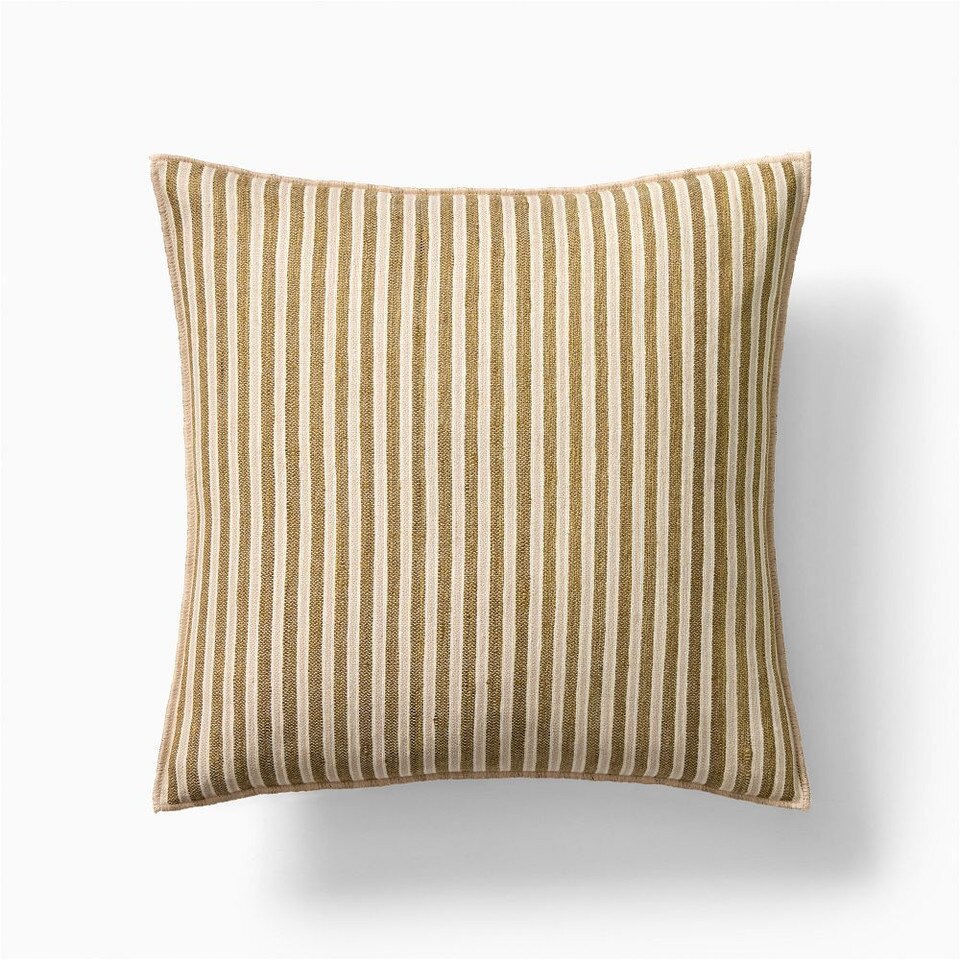 Modern Silk Stripe Cushion Cover - Handwoven Elegance | West Elm UK