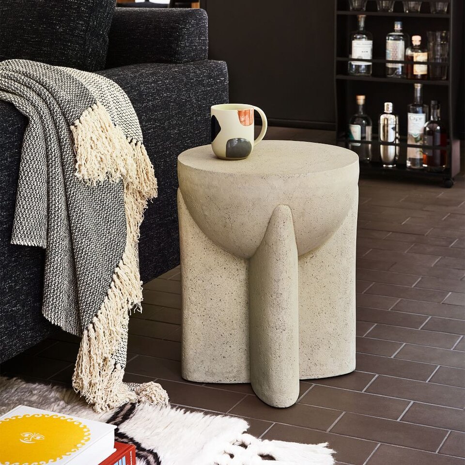 Monti Lava Stone Side Table (38 cm) - West Elm UK