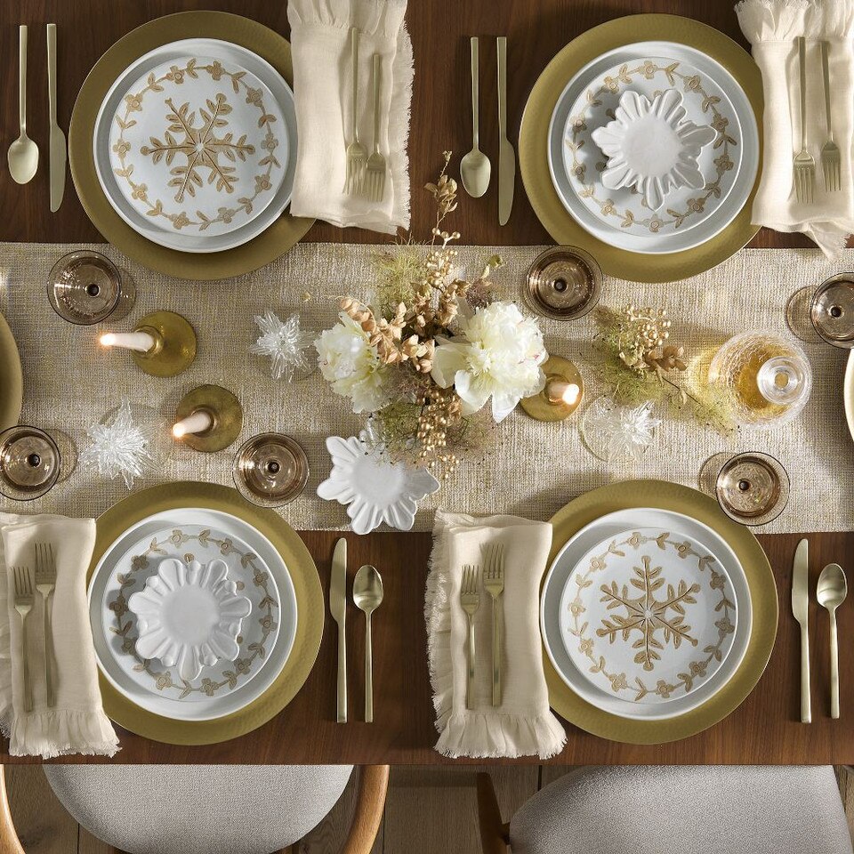 Neige Snowflake Ceramic Plates - Set of 4 | West Elm UK