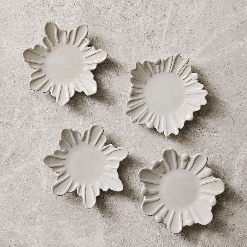 Neige Snowflake Ceramic Plates - Set of 4 | West Elm UK